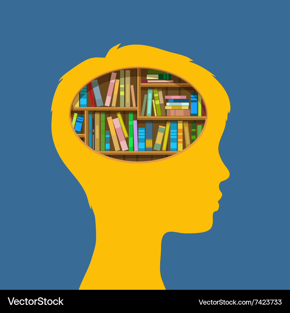 Book shelf in form of head Royalty Free Vector Image