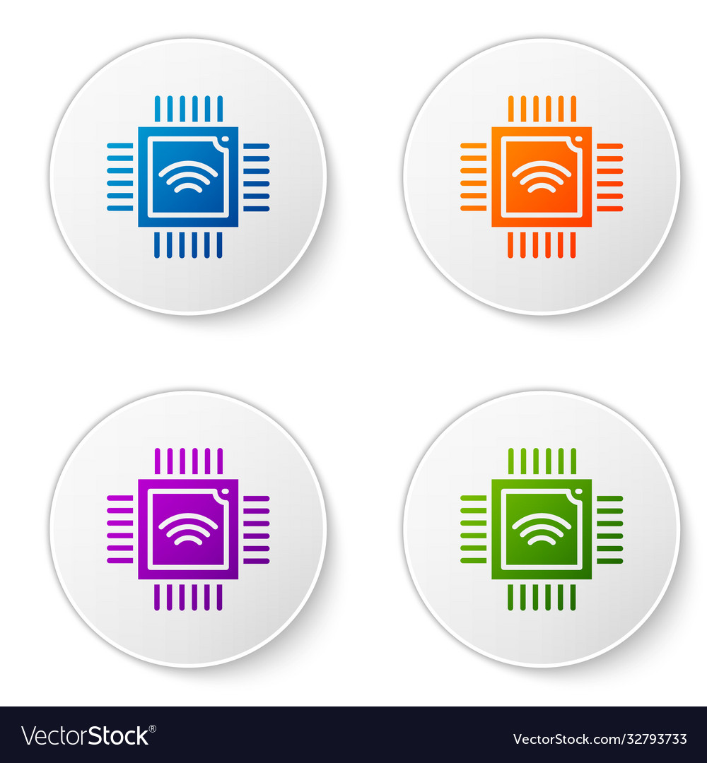 Color computer processor with microcircuits cpu Vector Image