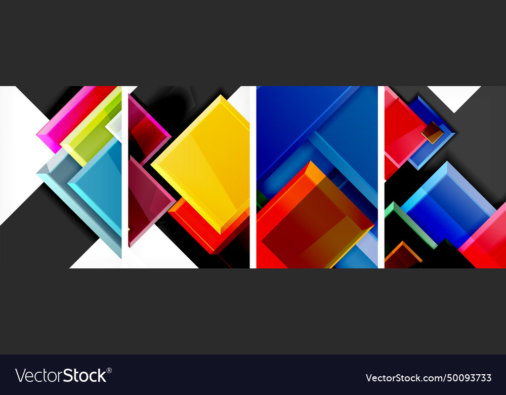 Color glass glossy square composition poster set Vector Image