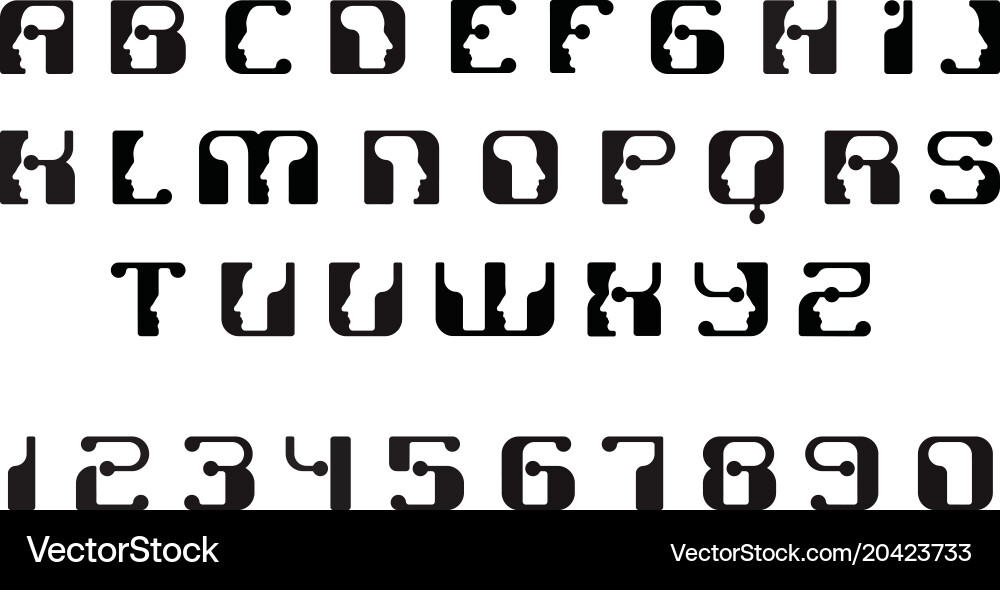 English font upper case letters logo - human Vector Image