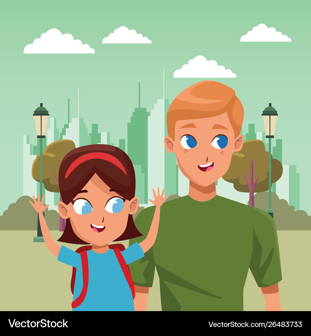 Family single father with kid Royalty Free Vector Image