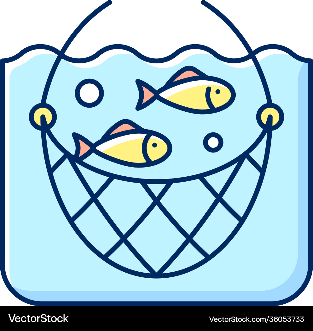Fishing net rgb color icon Royalty Free Vector Image