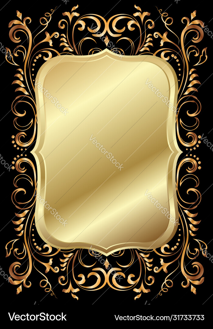 Golden shiny glowing ornate frame isolated over Vector Image