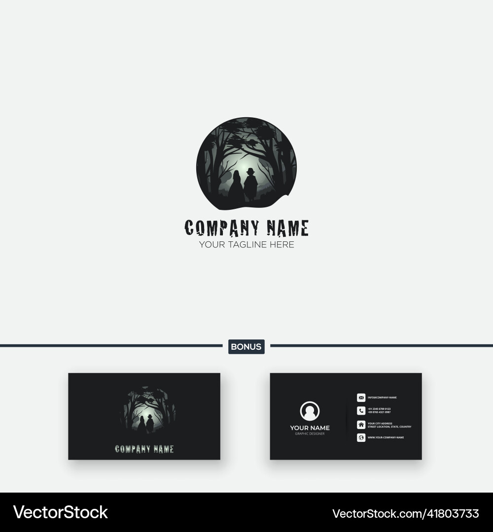 Grimm forest logo brothers scary logo Royalty Free Vector