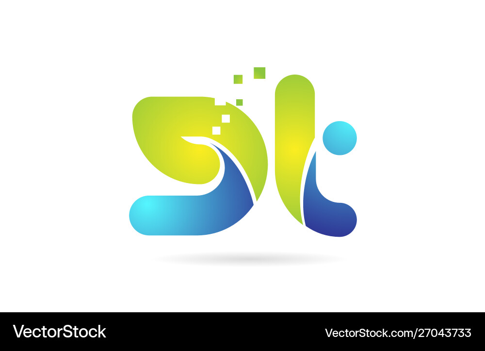 Gt g t blue green combination alphabet letter Vector Image