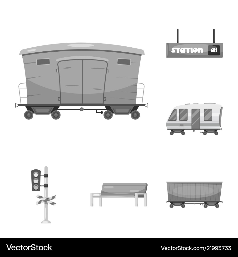 Isolated object of train and station sign Vector Image