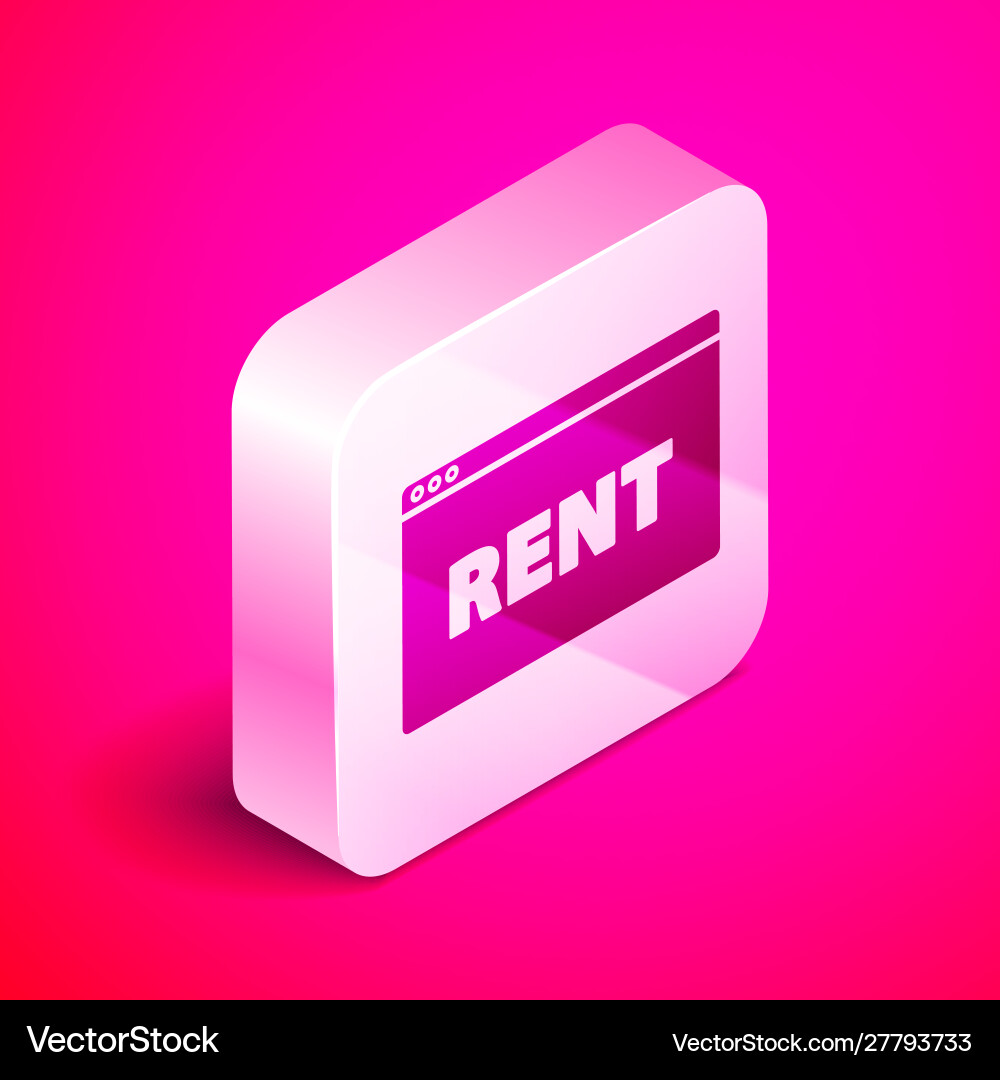 Isometric hanging sign with text online rent icon Vector Image