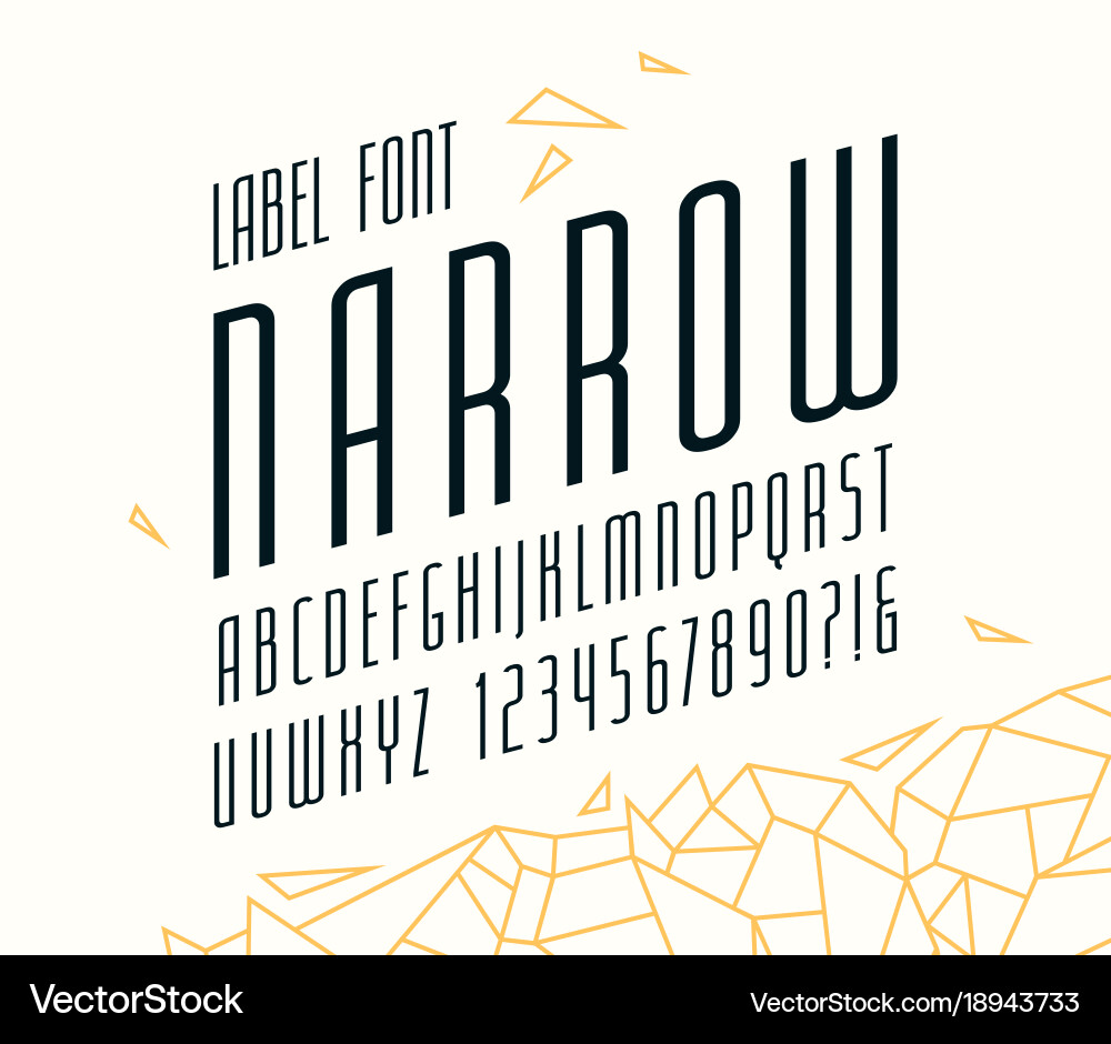 Italic narrow sans serif font Royalty Free Vector Image
