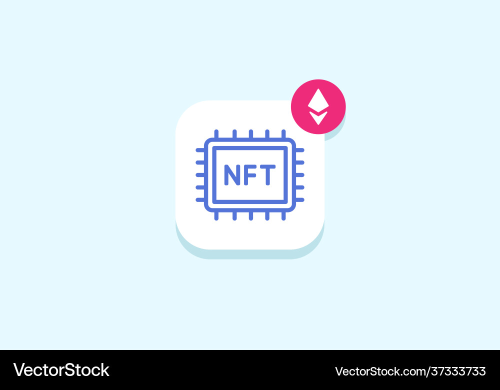 Nft mobile app flat icon non fungible token Vector Image