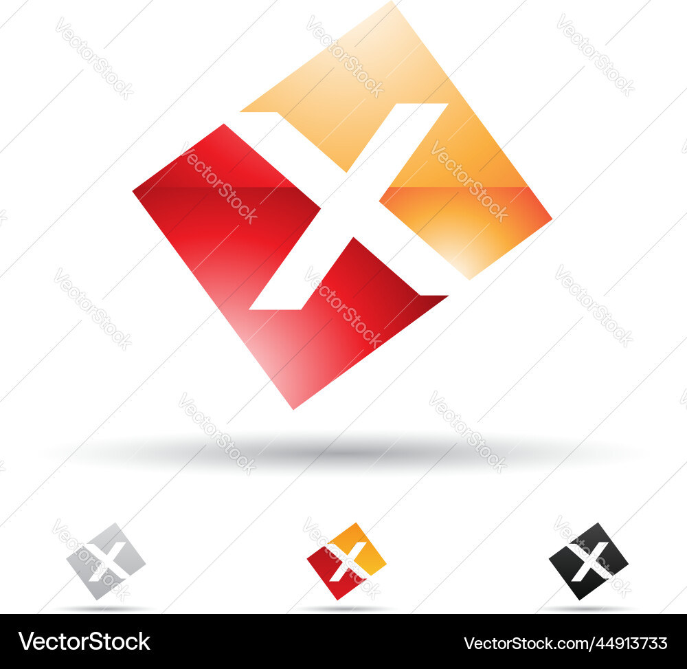 Red and orange glossy abstract logo icon Vector Image