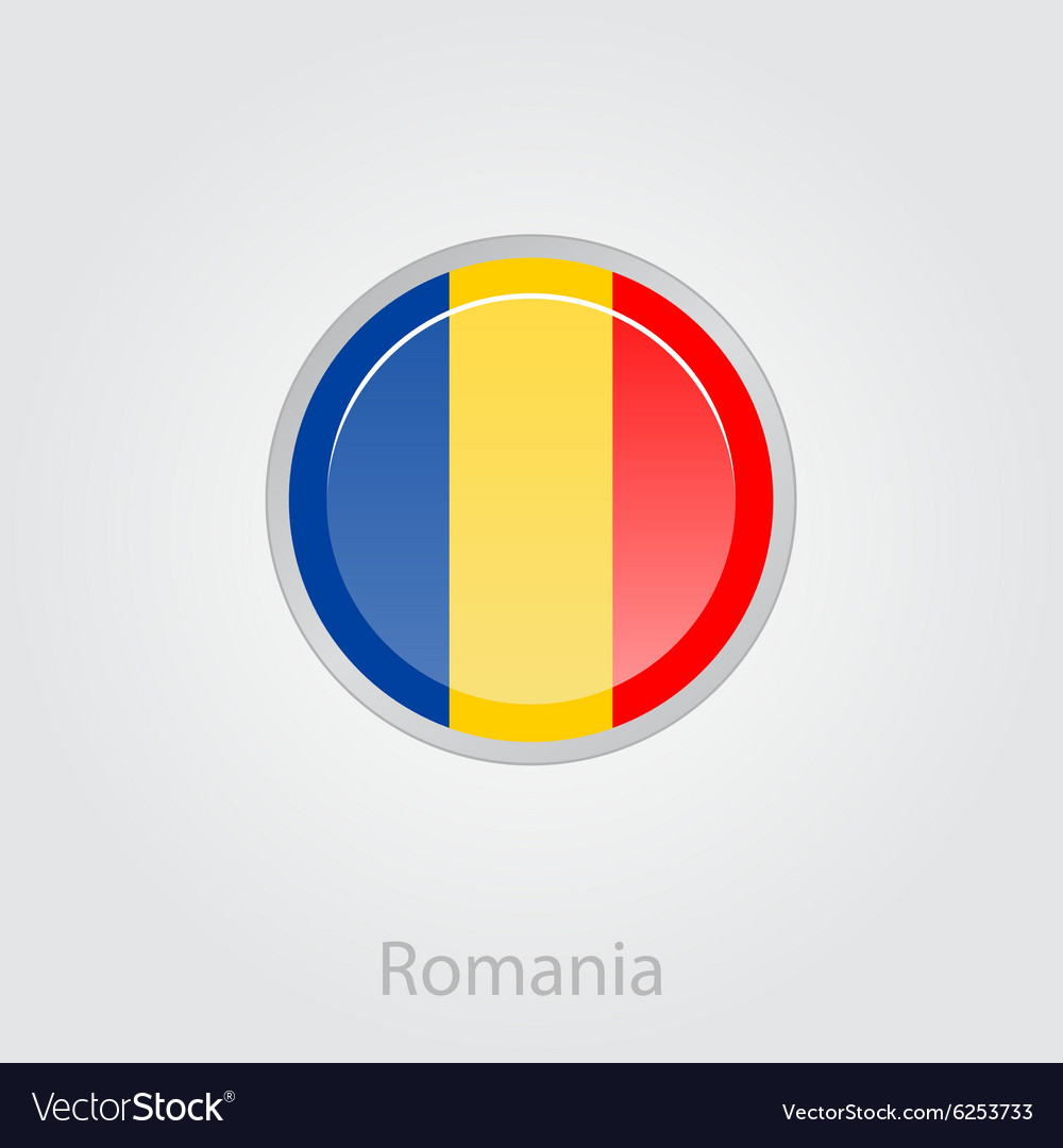 Romanian flag button Royalty Free Vector Image