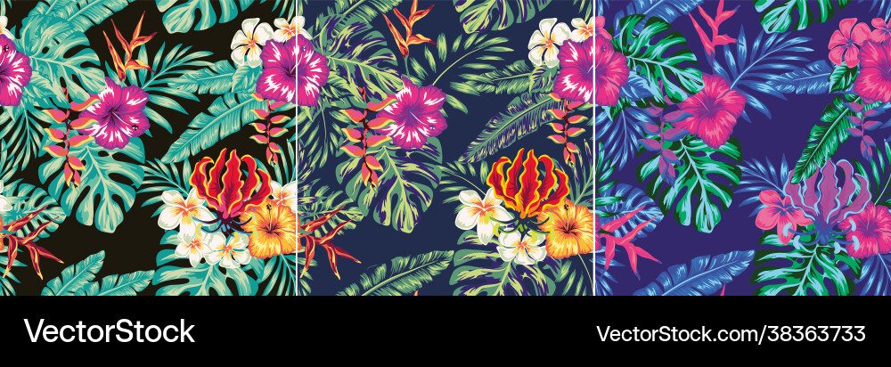 Set botanical tropical leaves and boho floral Vector Image
