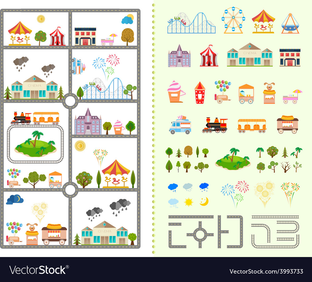 Set of elements for creating your own city Vector Image