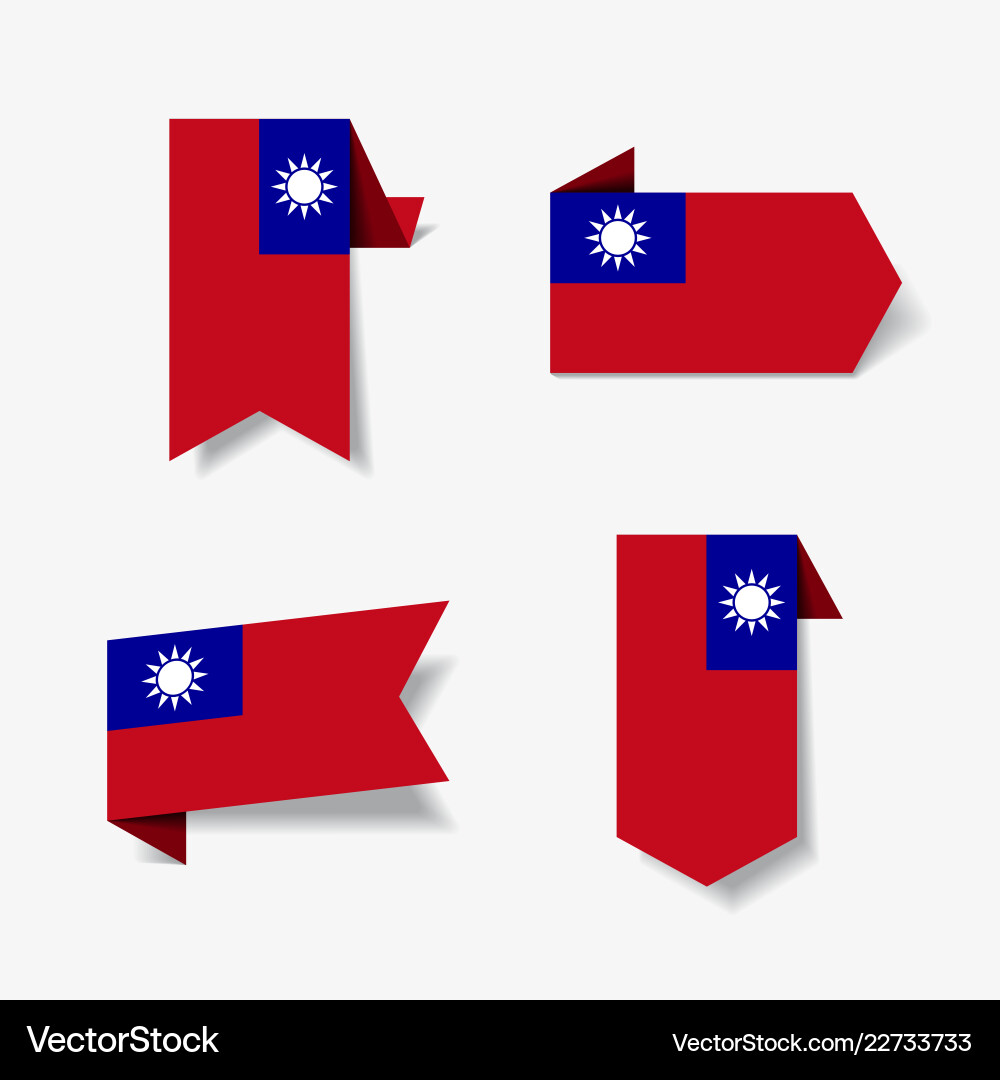 Taiwan flag stickers and labels Royalty Free Vector Image