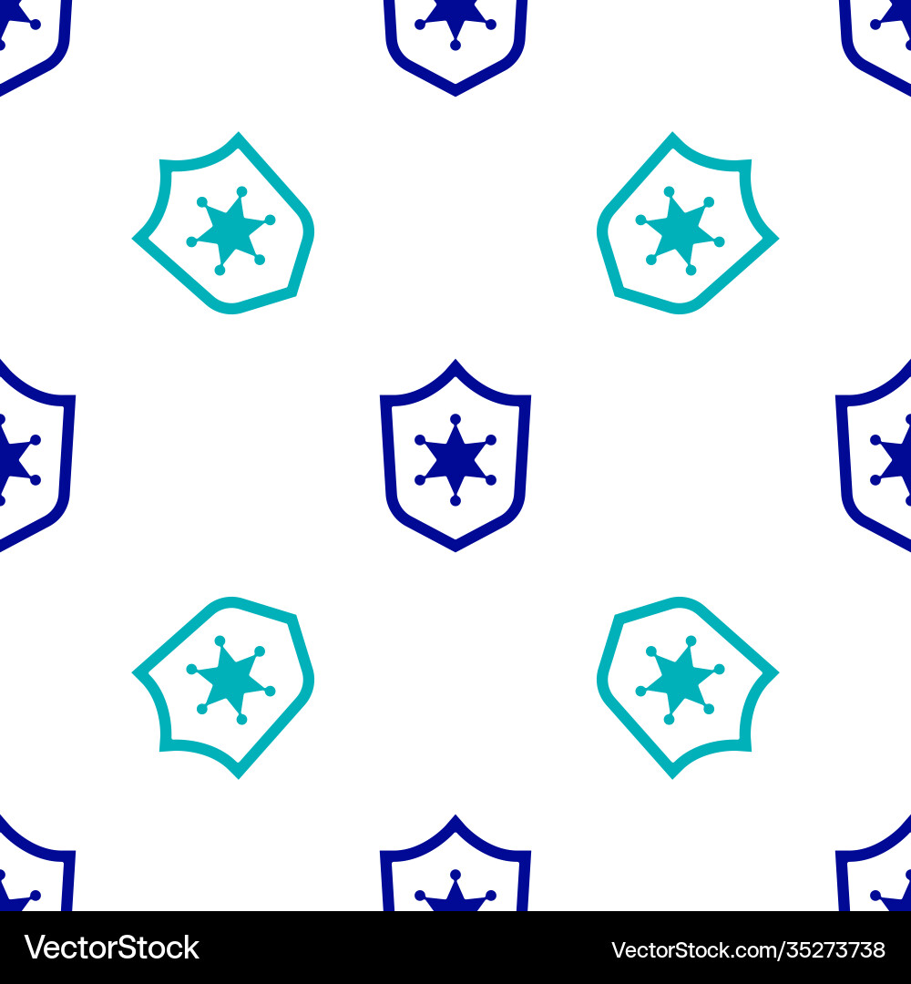 Blue police badge icon isolated seamless pattern Vector Image
