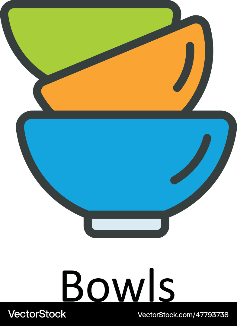 Bowls fill outline icon design Royalty Free Vector Image