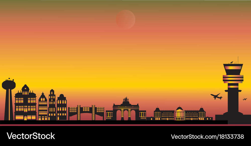 Brussels city skyline belgium Royalty Free Vector Image