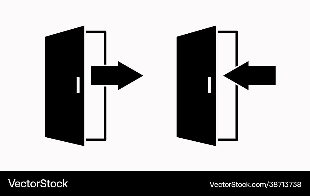Door and arrow icons entry and exit Royalty Free Vector