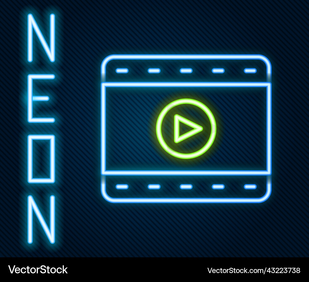 Glowing neon line play video icon isolated Vector Image