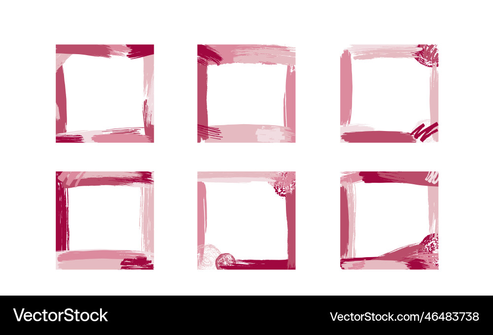 Hand drawn color brush stroke frames for social Vector Image