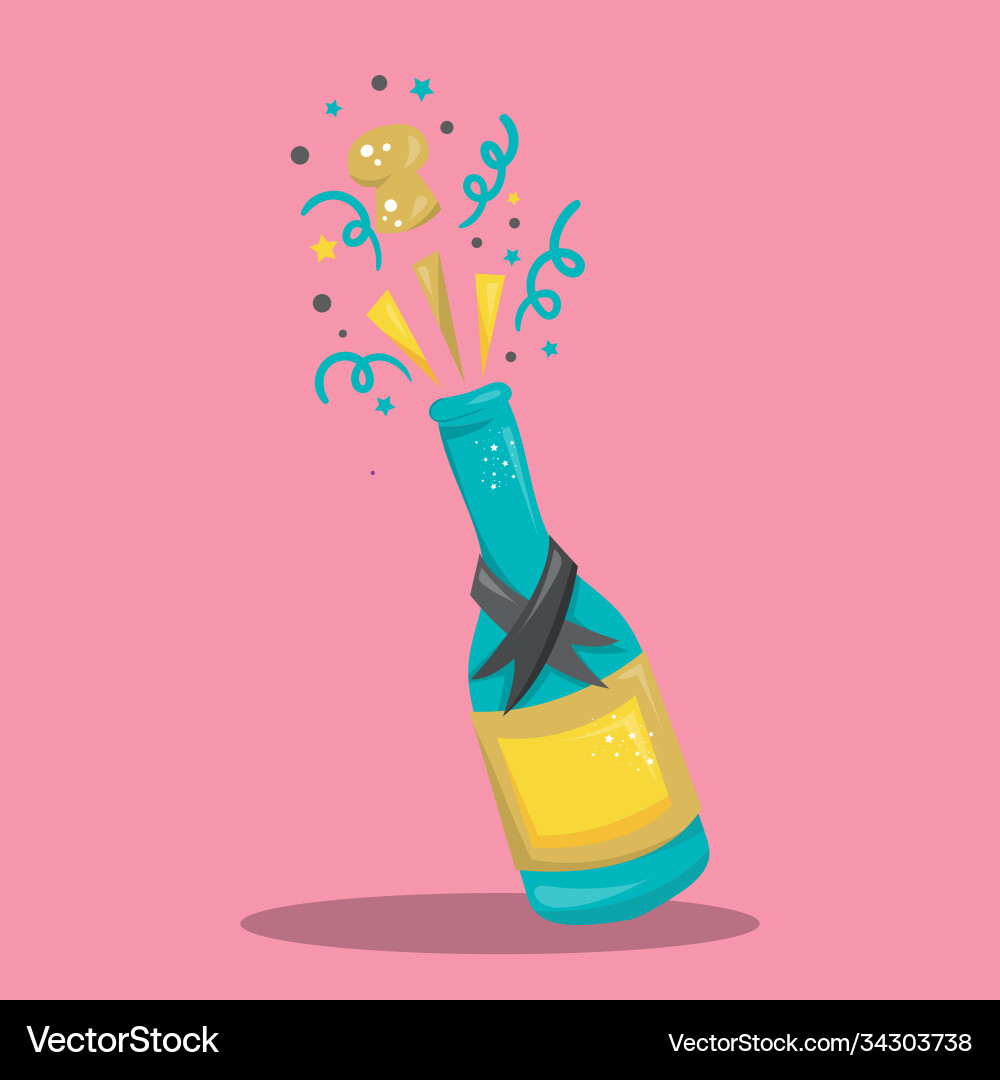 Happy new year bottle 14 Royalty Free Vector Image