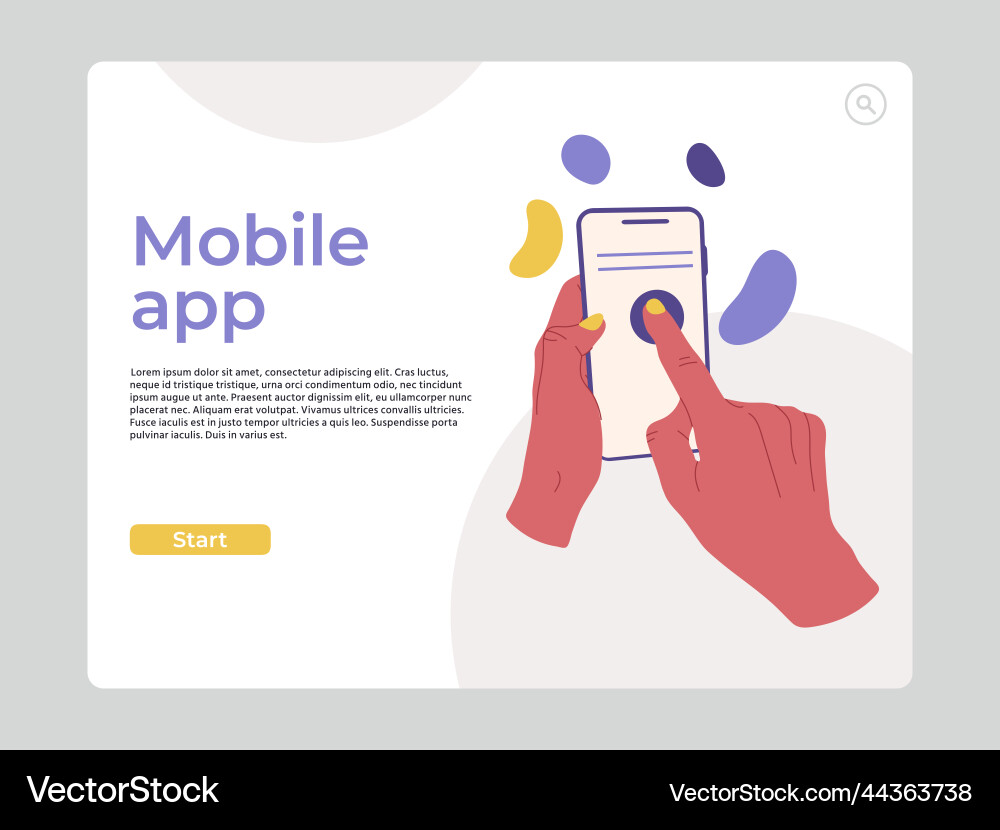 Mobile application download landing page fingers Vector Image