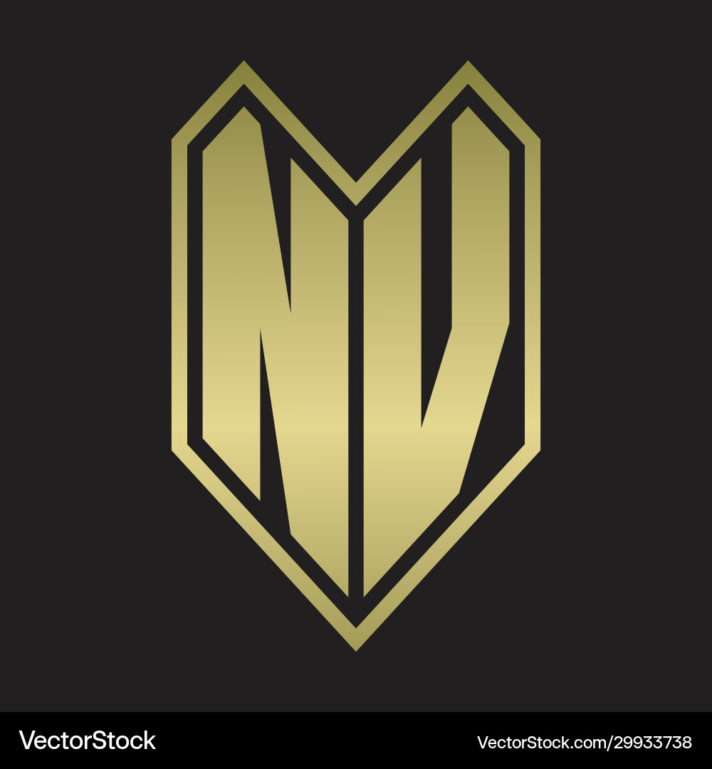 Nv logo monogram with emblem line style isolated Vector Image