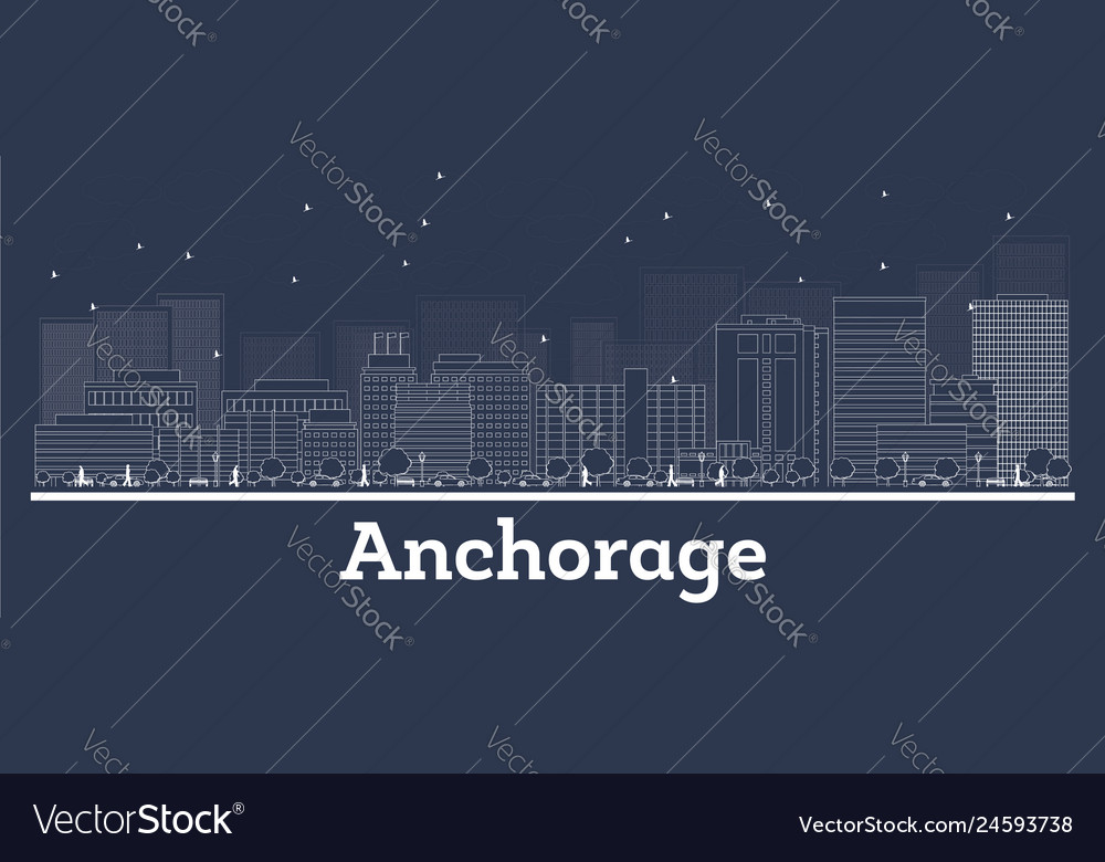 Outline anchorage alaska city skyline with white Vector Image Outline anchorage alaska city skyline with white Vector Image