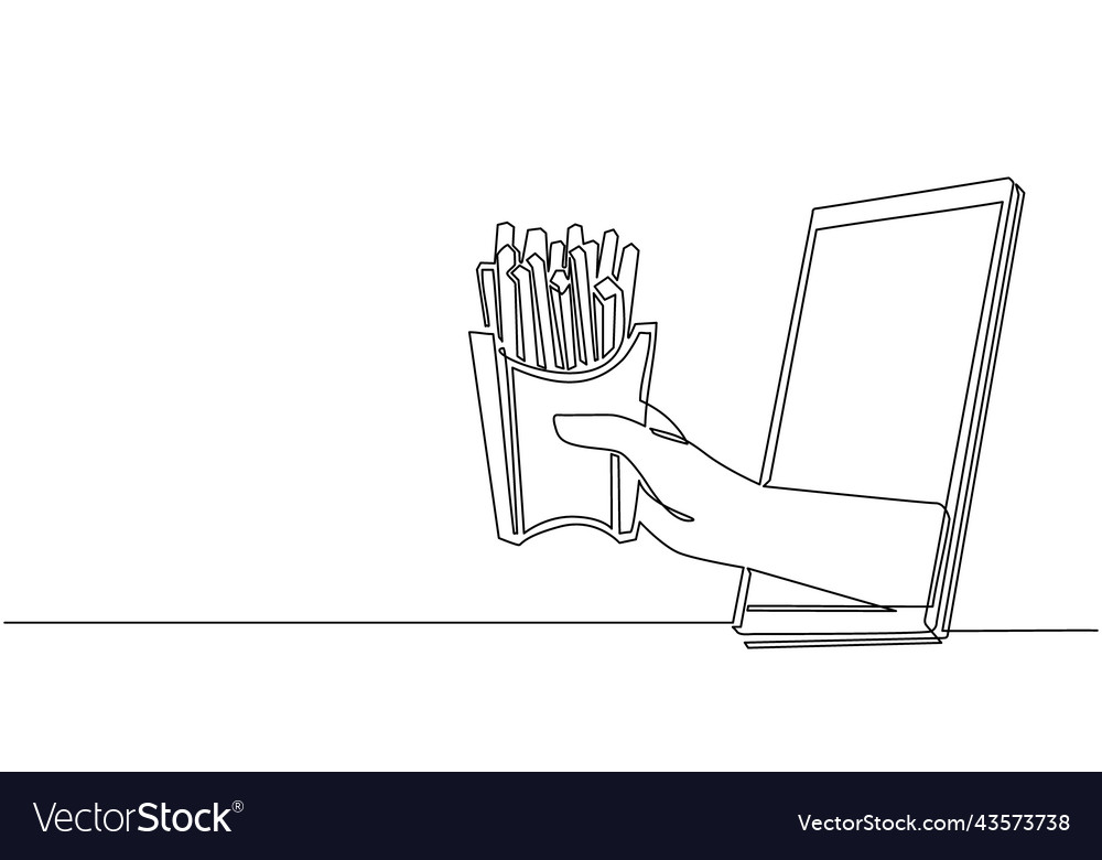Single continuous line drawing hand holding Vector Image
