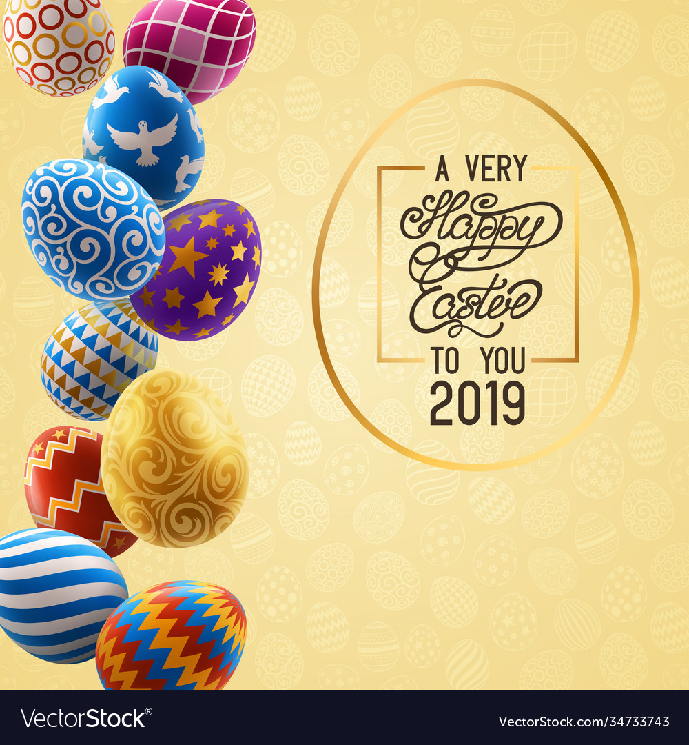 Background with decorated easter eggs design Vector Image