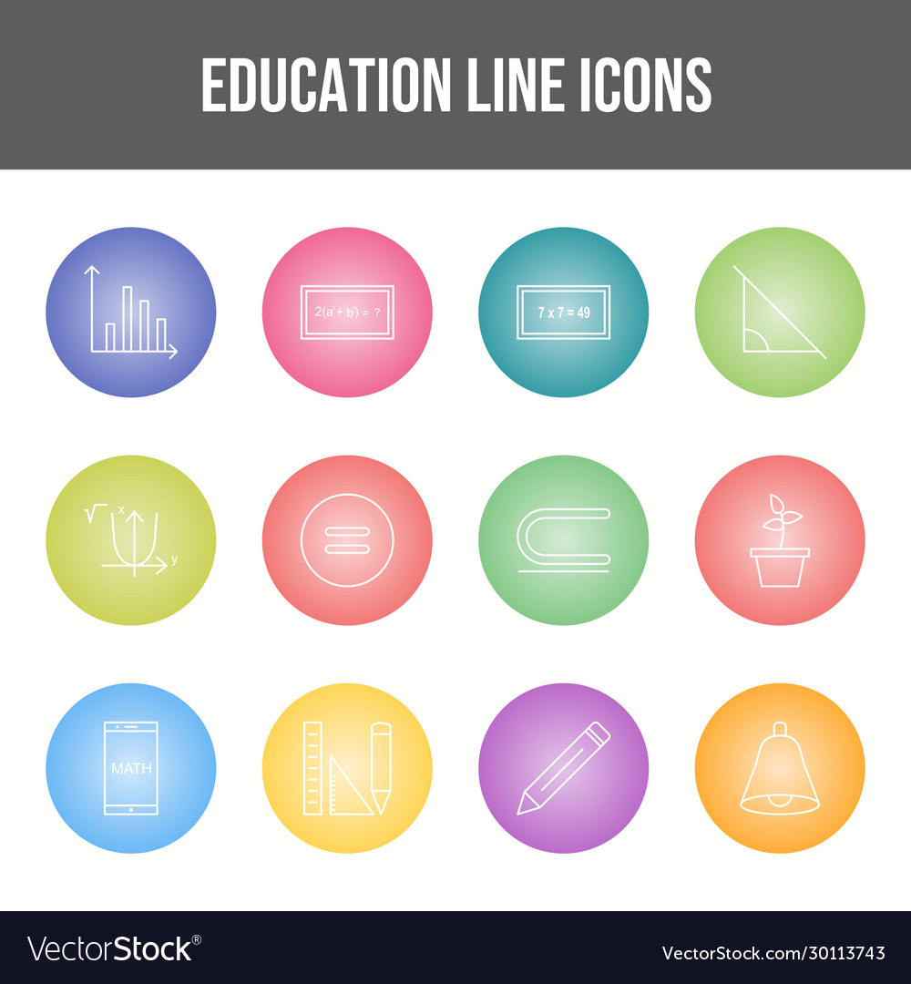 Beautiful education 12 icons Royalty Free Vector Image