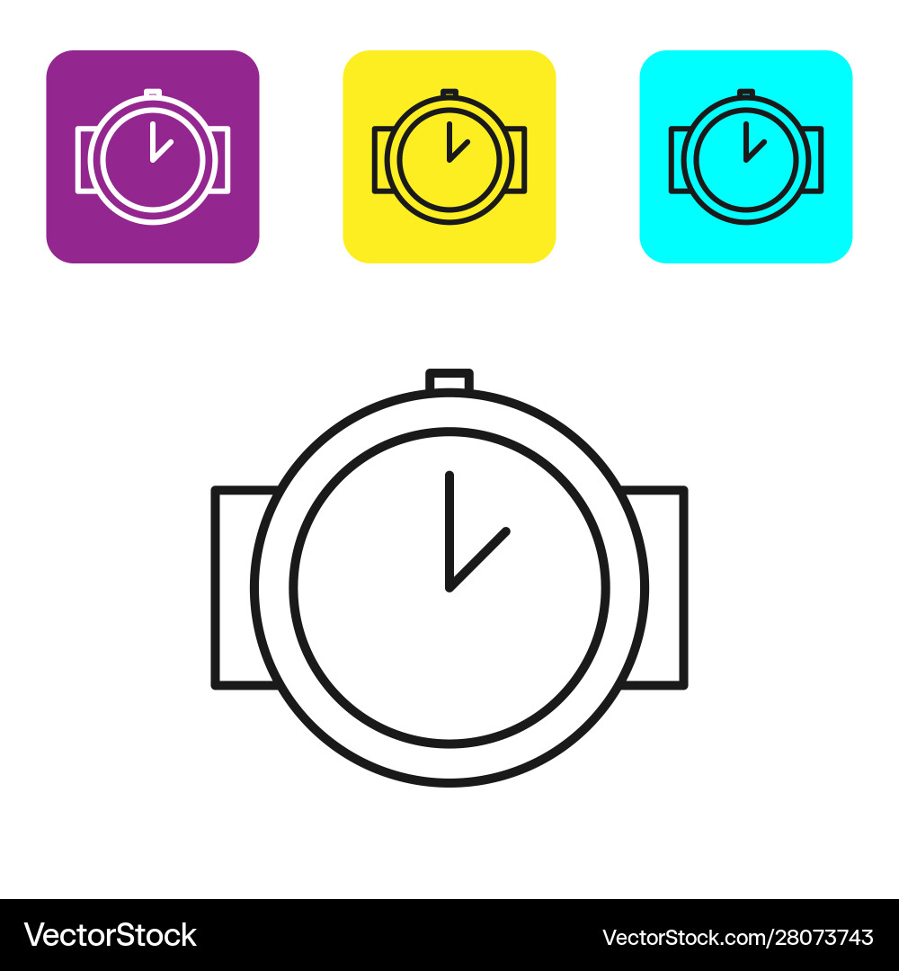 Black line diving watch icon isolated on white Vector Image