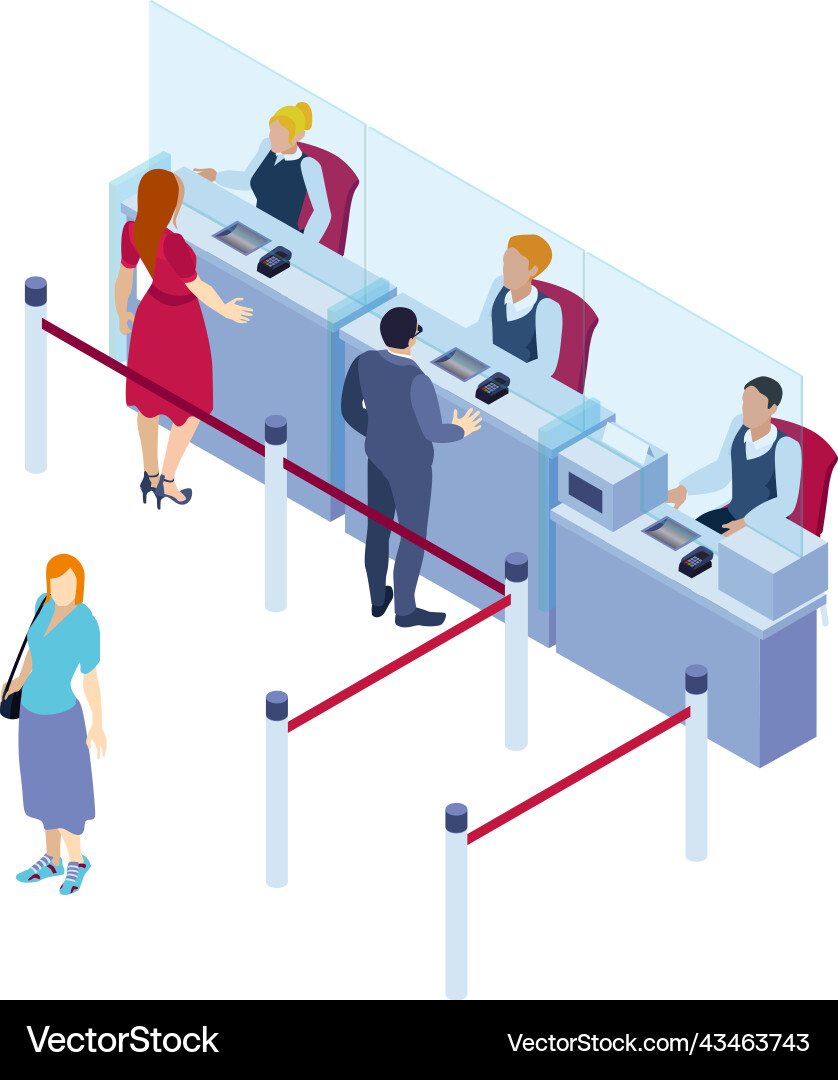 Cashiers in bank composition Royalty Free Vector Image