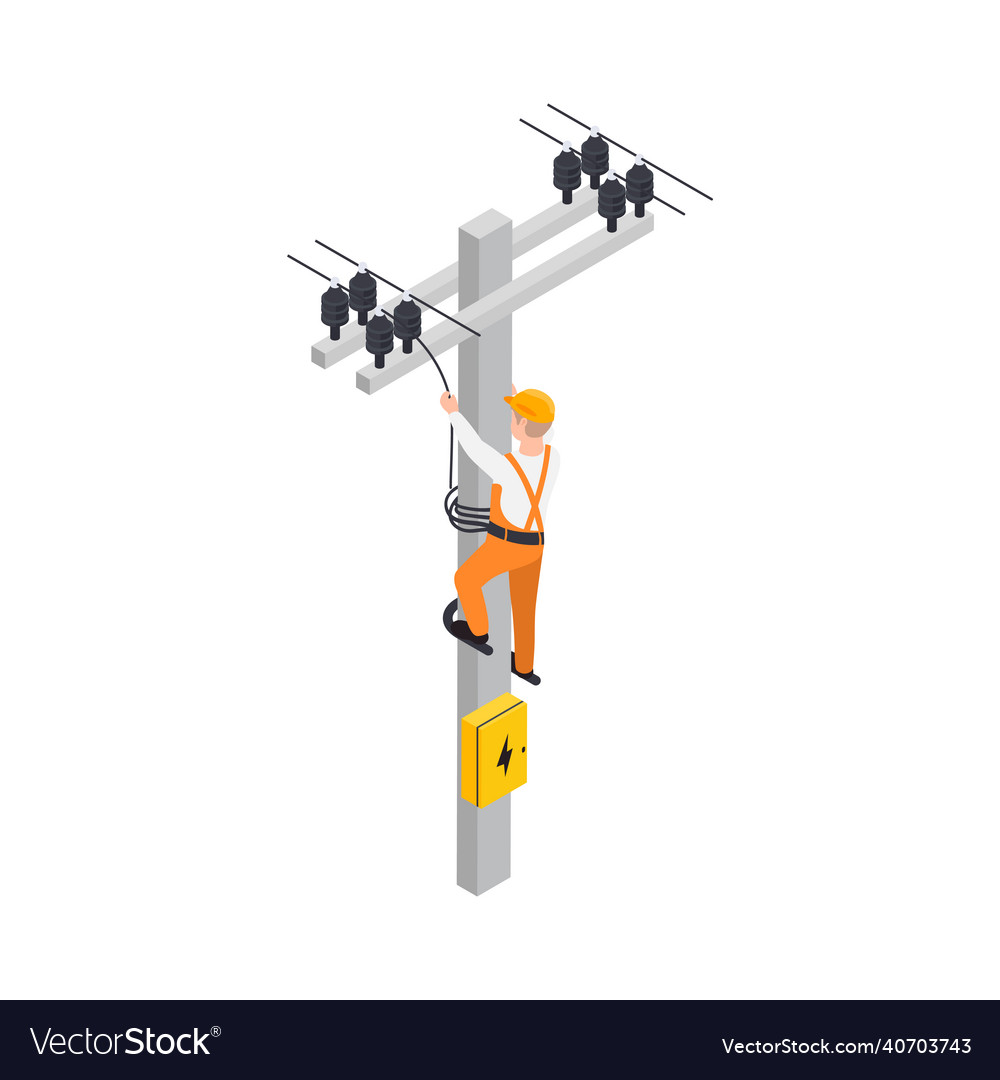 Electric post worker composition Royalty Free Vector Image