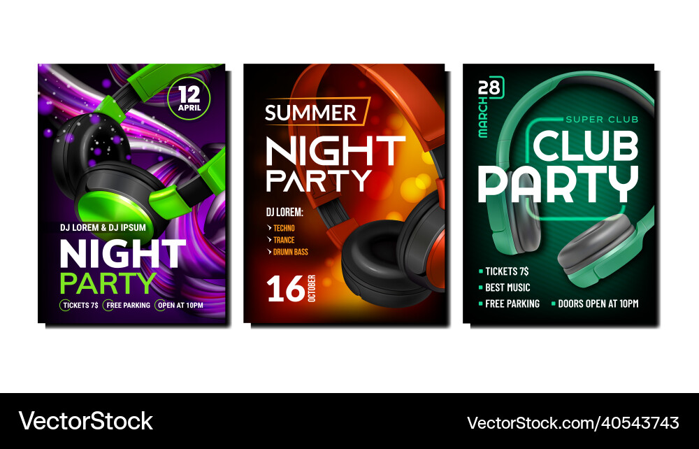 Night club music flyer set Royalty Free Vector Image