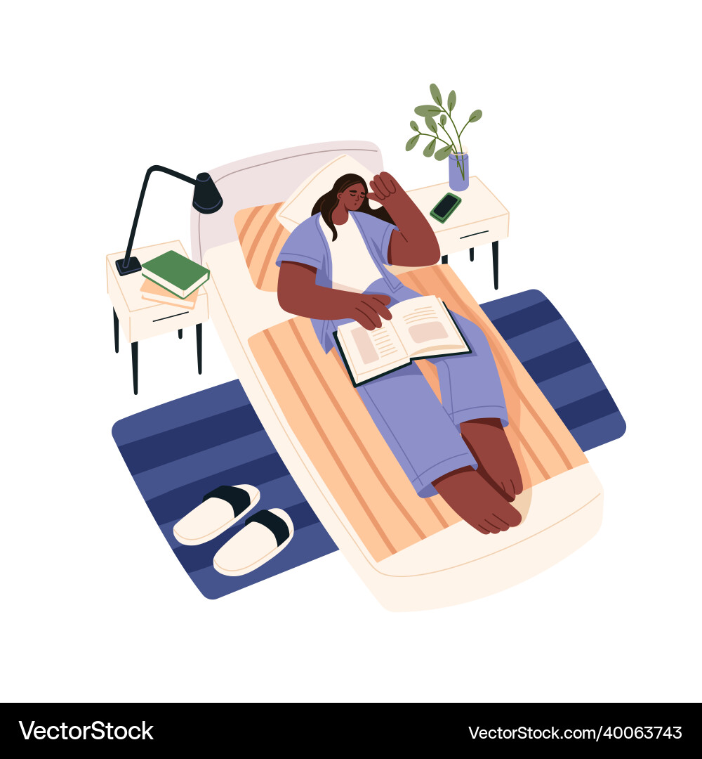 Person sleeping woman falling asleep while Vector Image