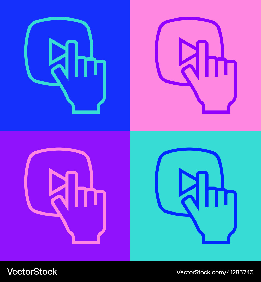 Pop art line online play video icon isolated Vector Image