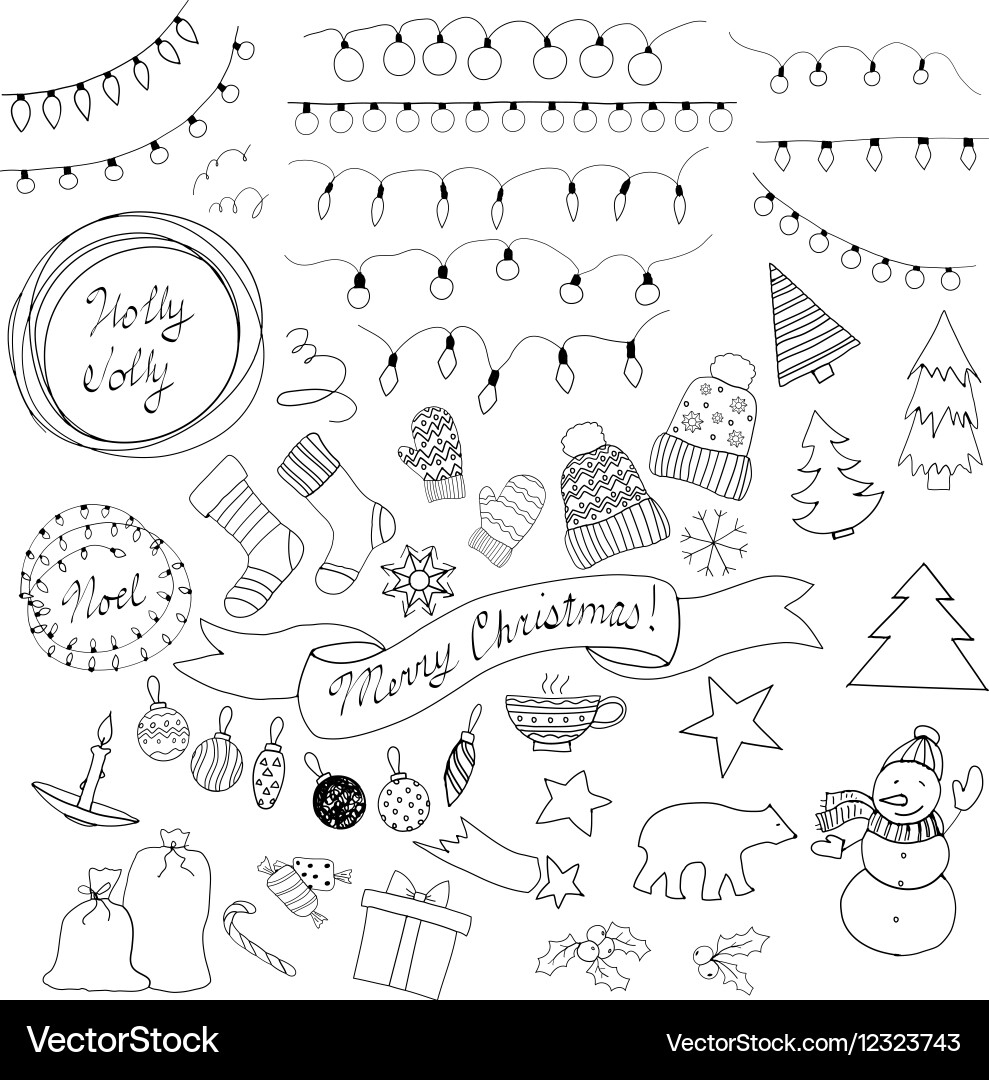 Set of christmas doodles Royalty Free Vector Image