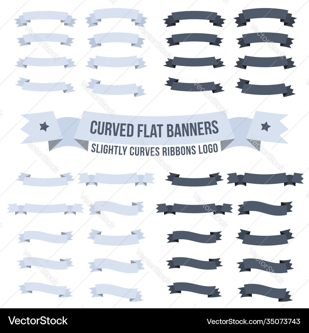 Set wavy curved banners or ribbons Royalty Free Vector Image