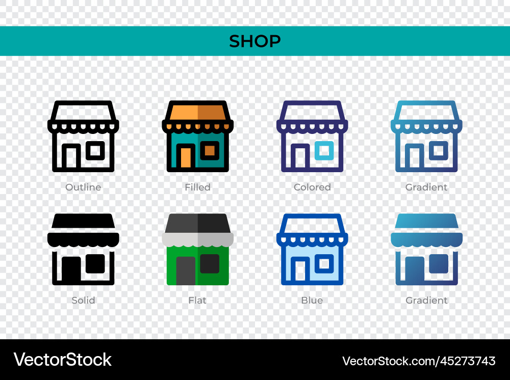 Shop icon in different style icons designed Vector Image