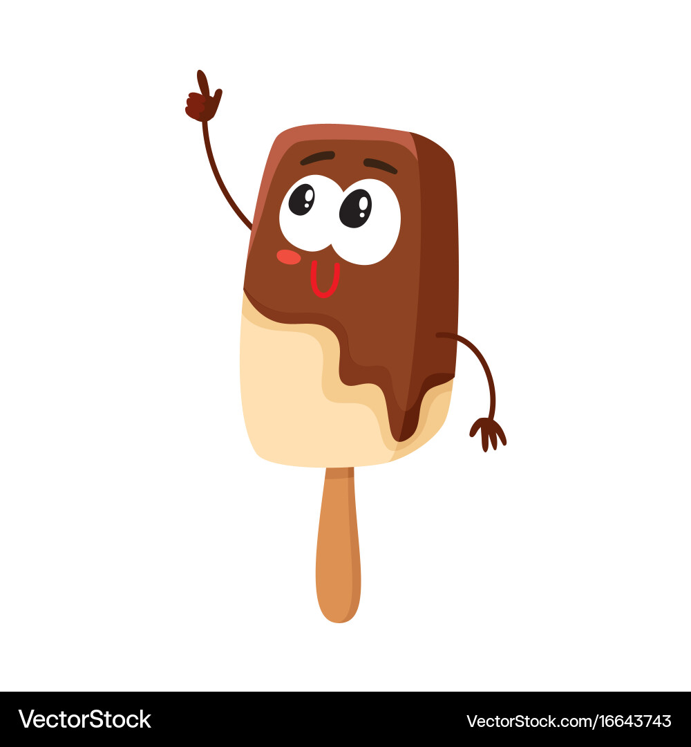Smiling ice cream on stick popsicle character Vector Image