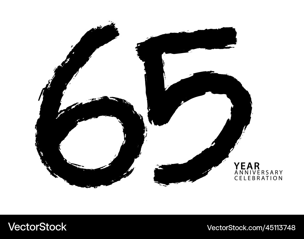 65 year anniversary celebration black color Vector Image