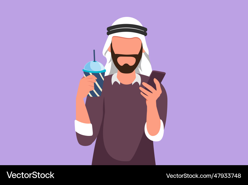 Cartoon flat style drawing handsome arab man Vector Image