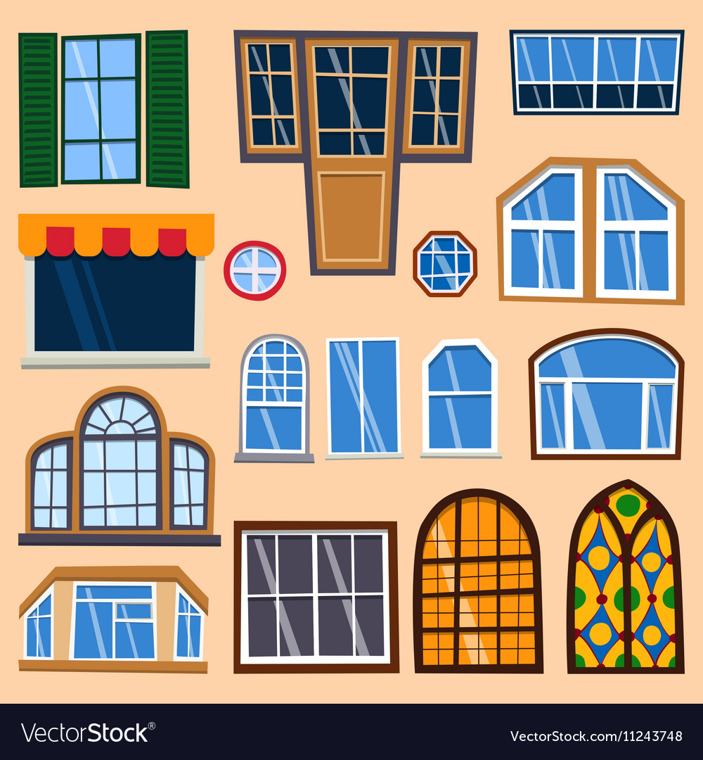 Different house windows elements Royalty Free Vector Image