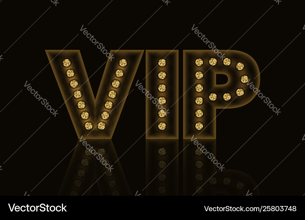 Golden neon shining vip symbol Royalty Free Vector Image