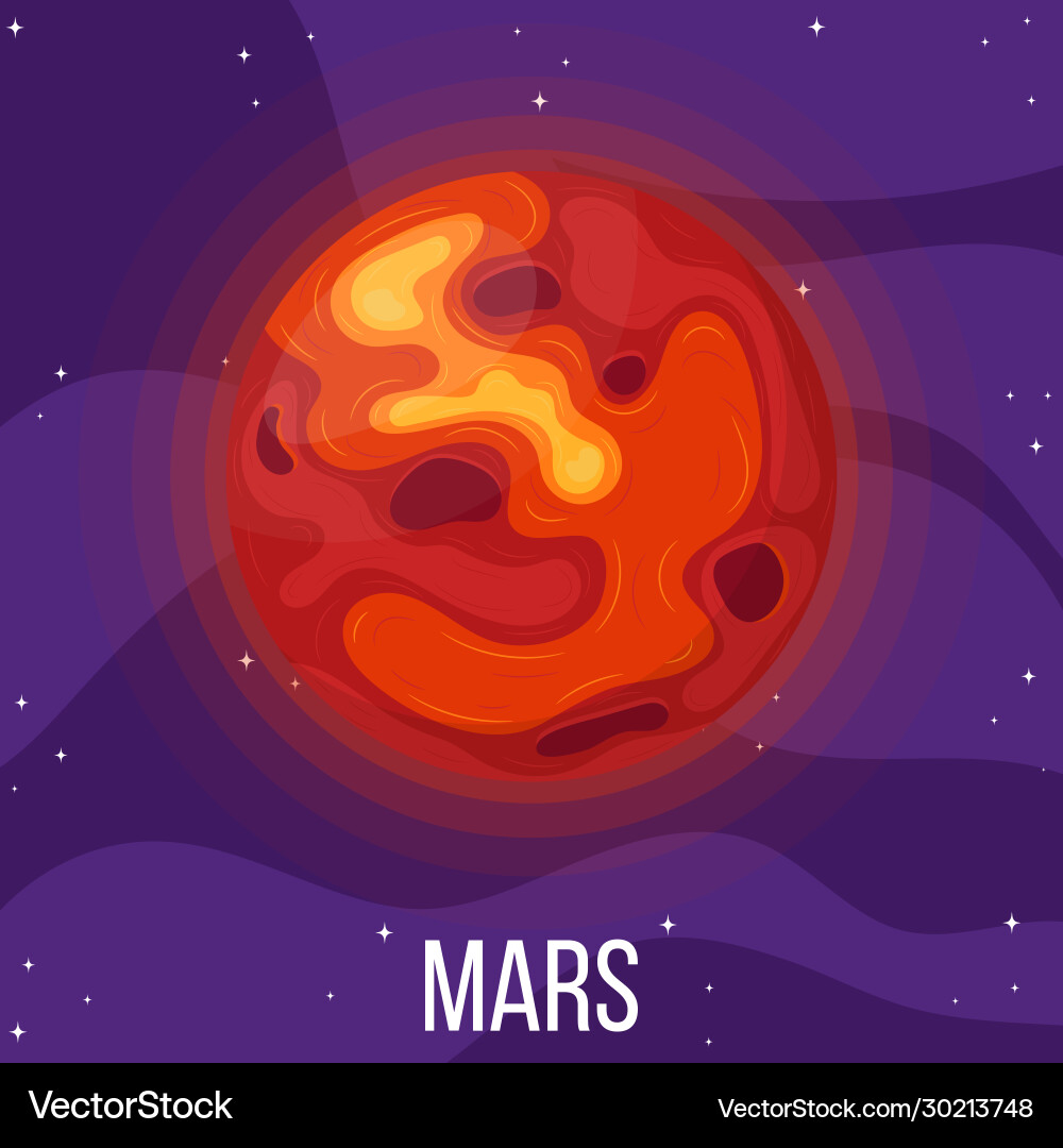 Mars planet in space colorful universe with Vector Image