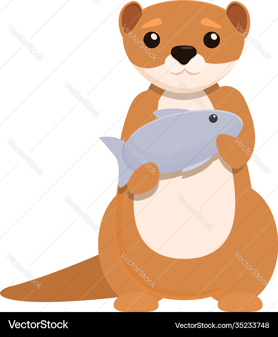 Mink with fish icon cartoon style Royalty Free Vector Image