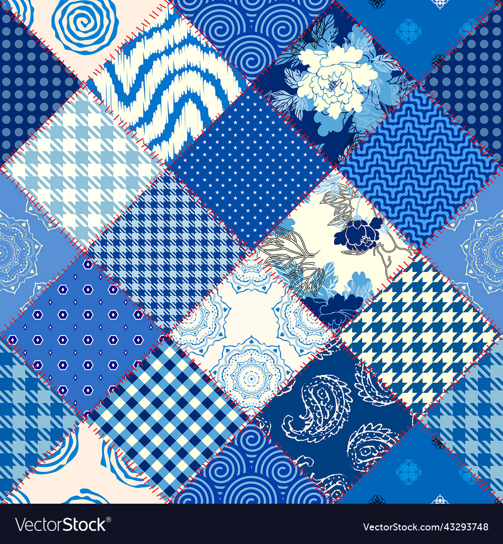 Patchwork textile pattern seamless quilting Vector Image
