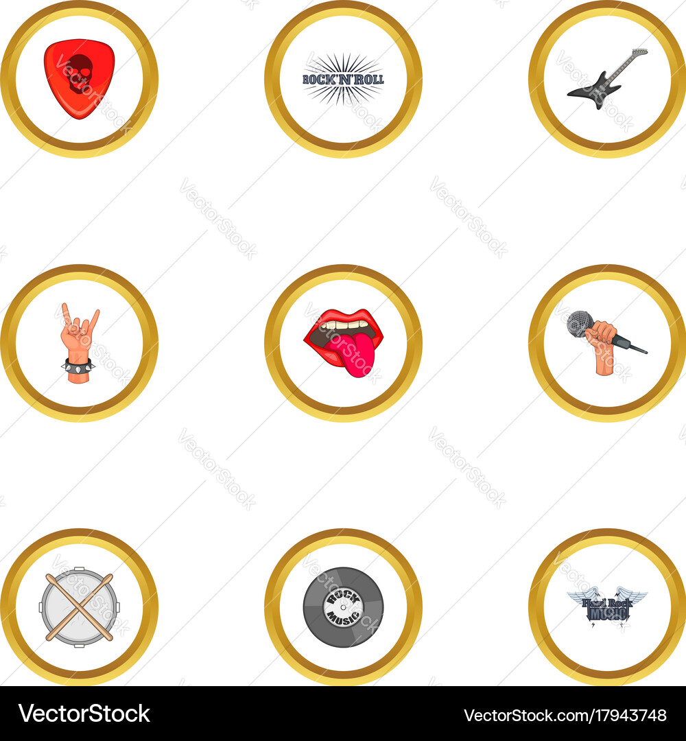 Rock icons set cartoon style Royalty Free Vector Image