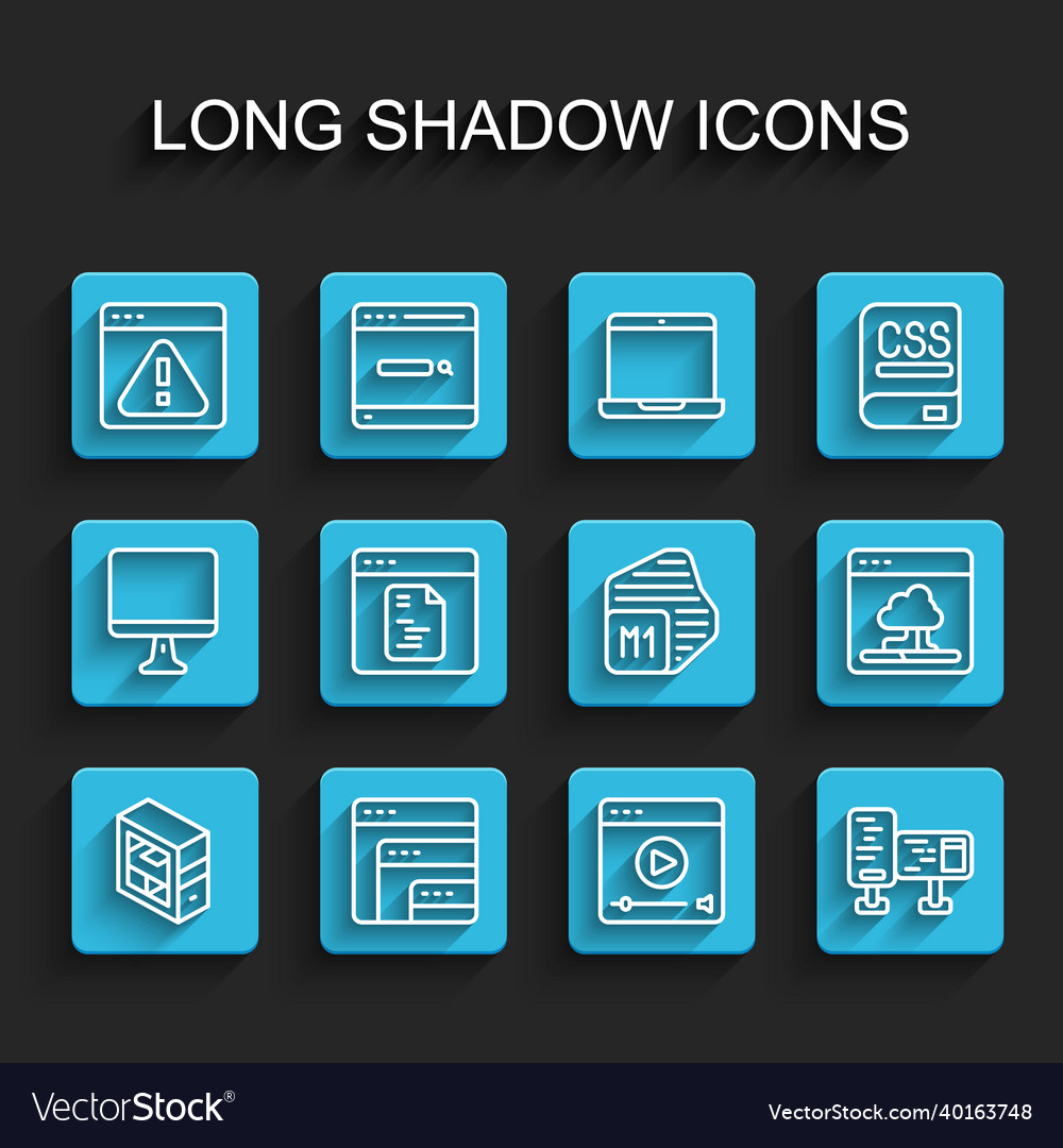 Set line computer software browser Royalty Free Vector Image